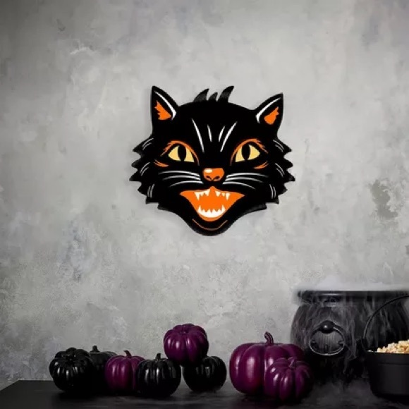 Holiday | New Huge Vintage Halloween Style Black Cat Face Cut Out ...